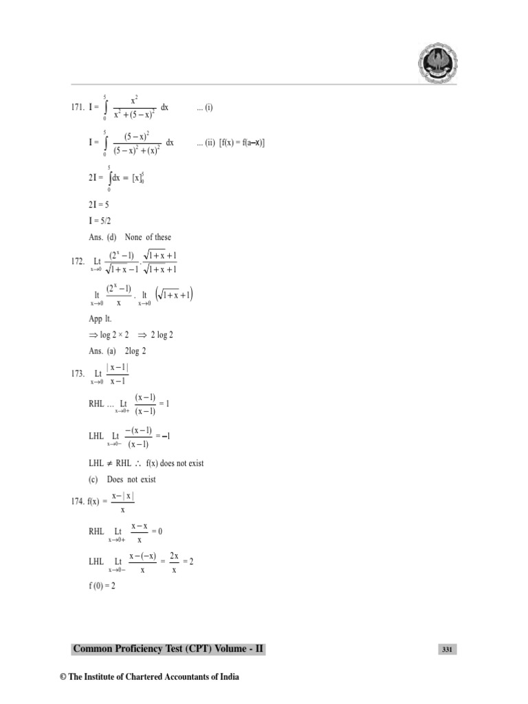 9 Suggested Answers of Model Test Papers No. 3 To 10 of Vol 2 | PDF