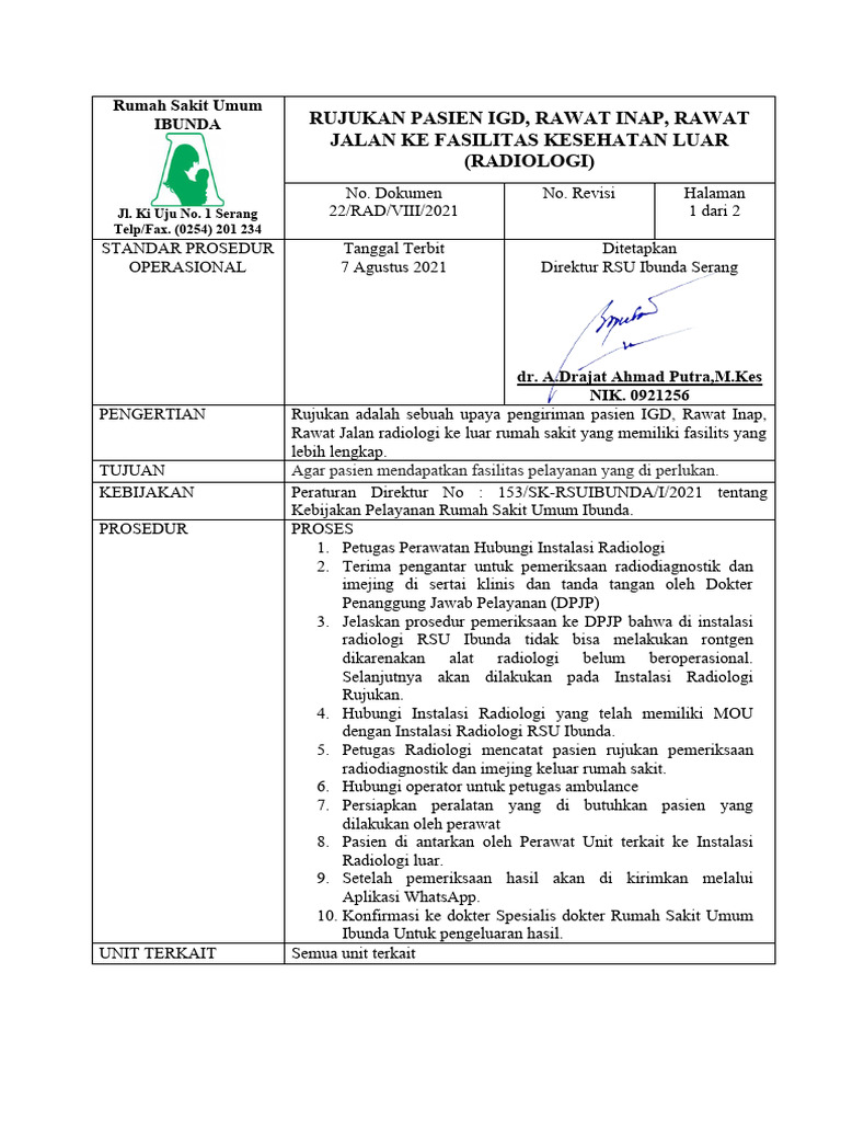 Spo Rujukan Pasien Igd, Rawat Inap, Rawat Jalan Ke Fasilitas Kesehatan ...