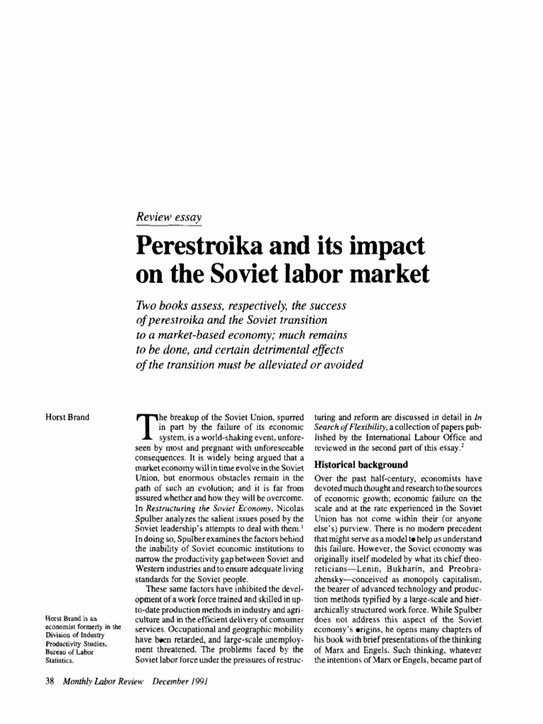 Perestroika and Its Impact On The Soviet Labor Market | PDF | Labour ...