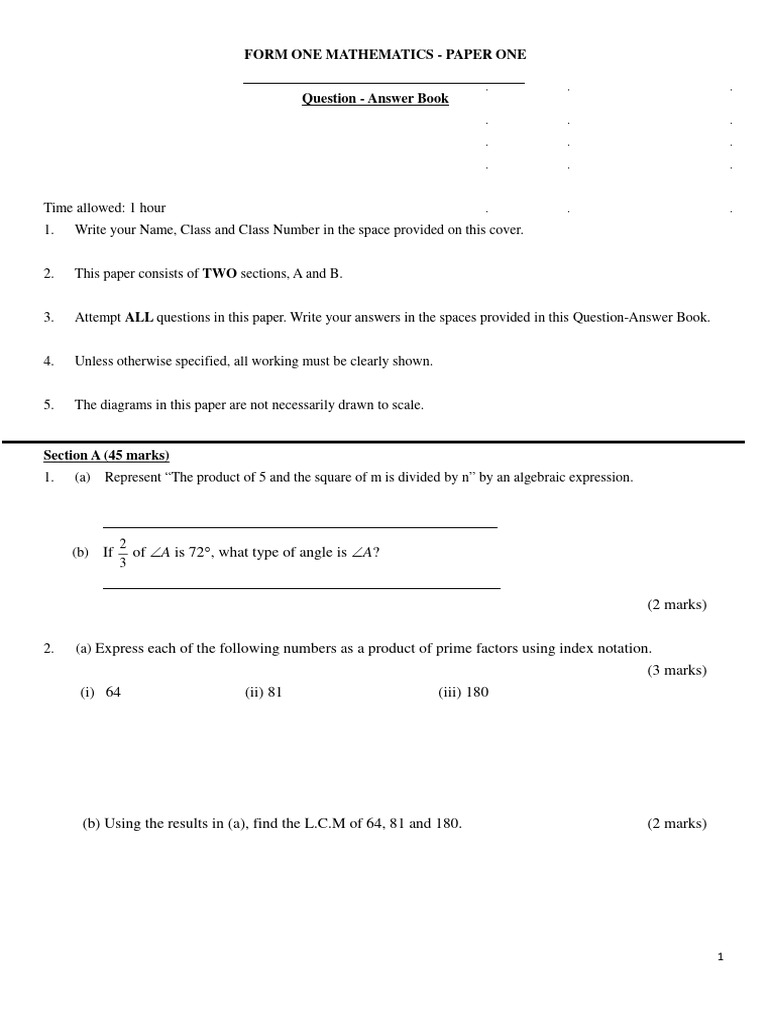 S1 Maths 2019-20 Q&A | PDF | Cartesian Coordinate System | Symmetry