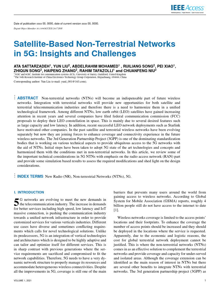 IEEEAccess NTN | PDF | Computer Network | Communications Satellite