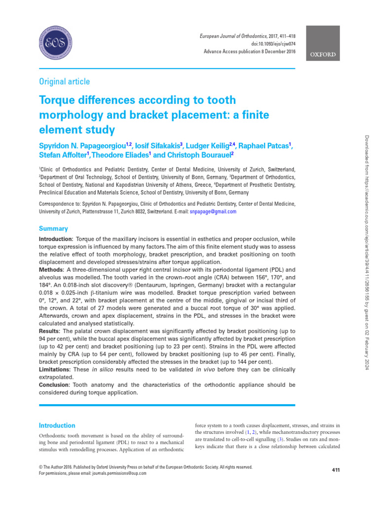 Torque Differences According To | PDF | Orthodontics | Dentistry