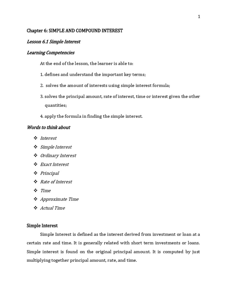 Simple and Compound Interests Module in General Mathematics 2nd Quarter | PDF | Interest ...