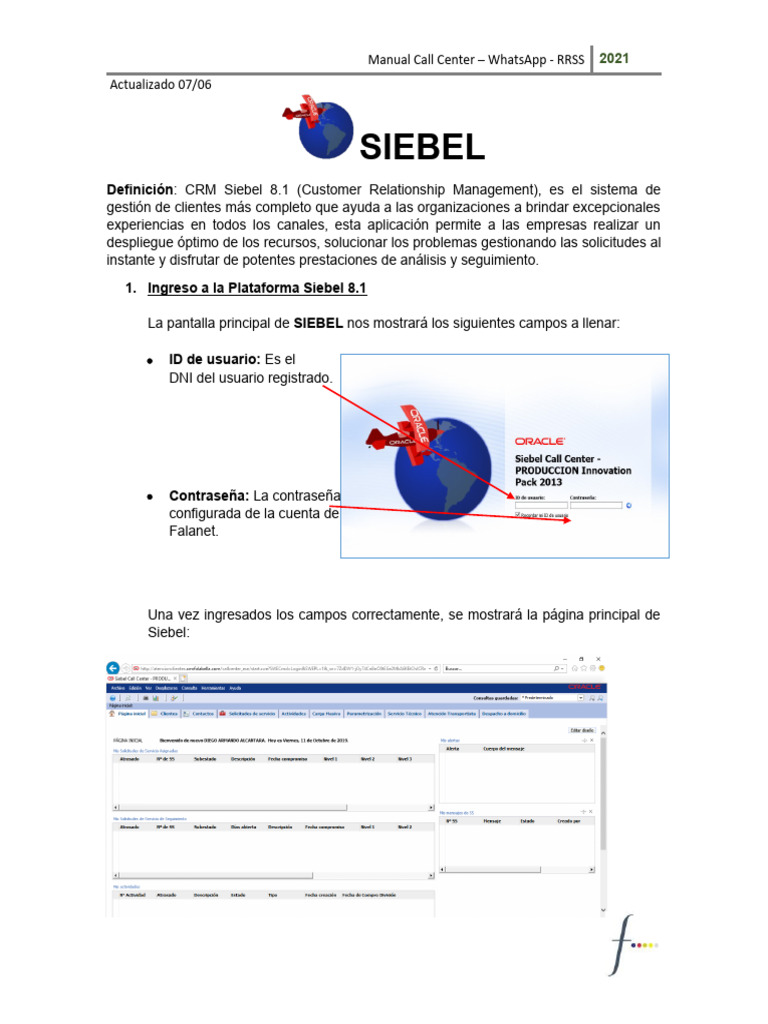 Manual Siebel | PDF | Centro de llamadas | Gestión de la relación con el cliente