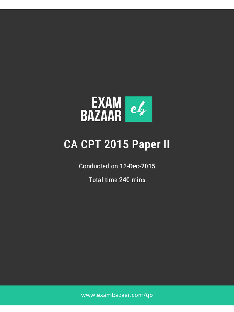 CA CPT 2015 Paper II | Download Free PDF | Debits And Credits | Option ...