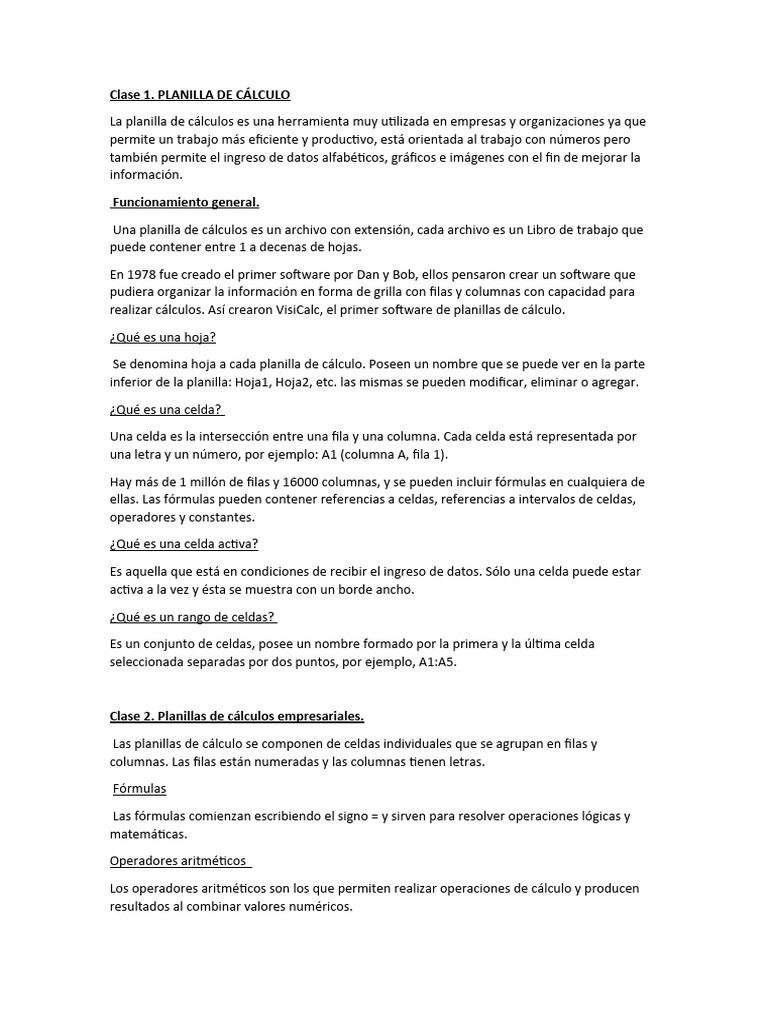 Resumen - de - Informatica Final | PDF | Hoja de cálculo | Bases de datos