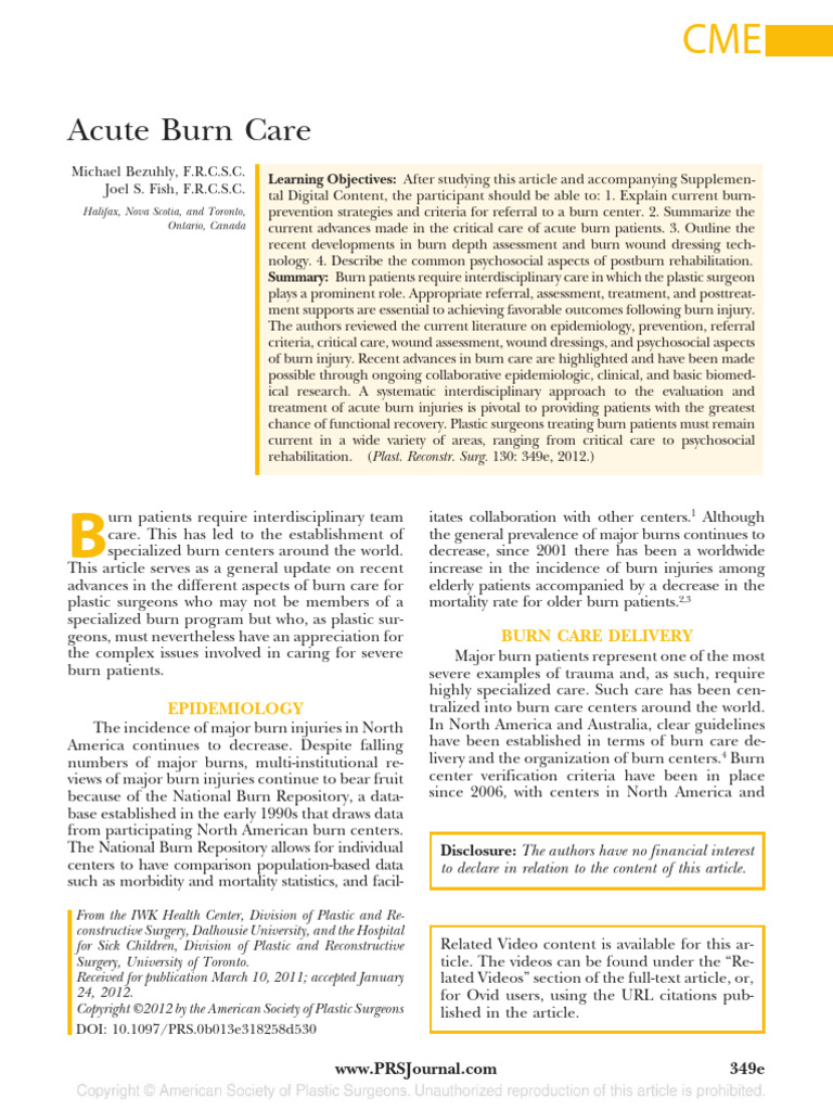 Acute Burn Care | PDF