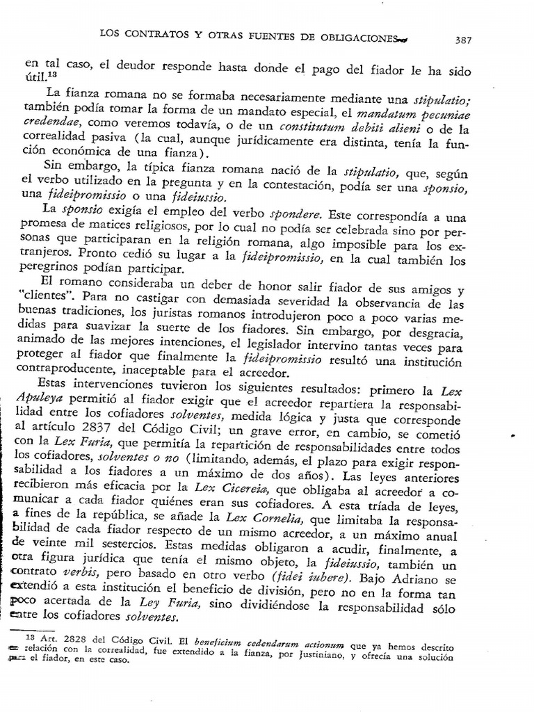 Sponsio y Fidepromisio Fideiussio - margADANT | PDF