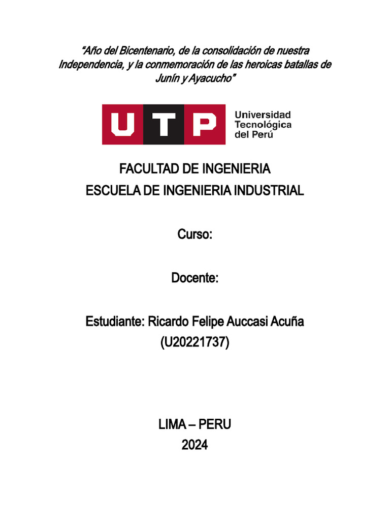 CARATULA CURSOS Y TRABAJOS UTP | PDF