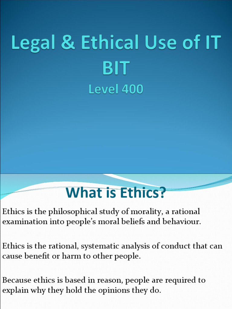 Legal and Ethics Use of IT Handout AAA WK 1-4 | PDF | Utilitarianism ...