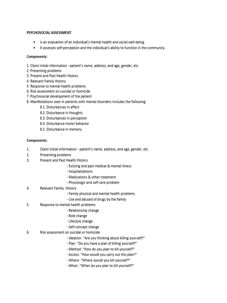 Psychosocial Assessment MSE | PDF | Hallucination | Mental Health