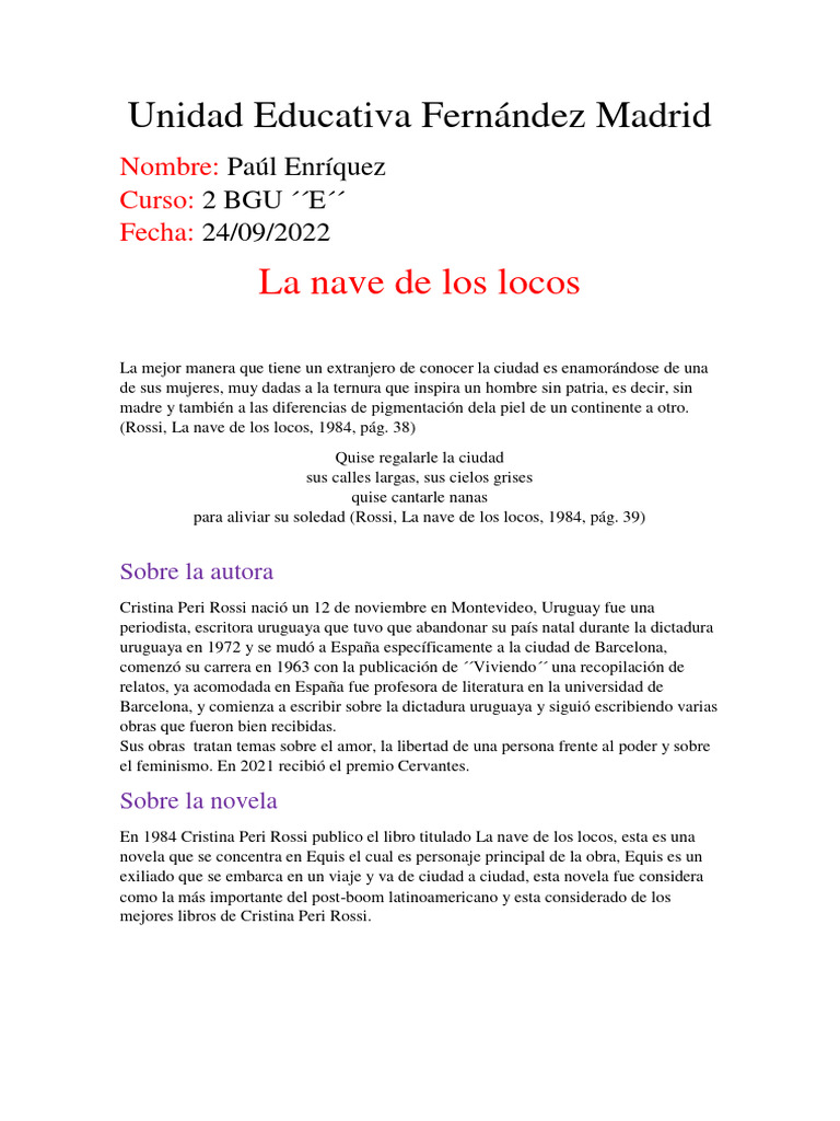 Temas Sociales en "La nave de los locos" | PDF