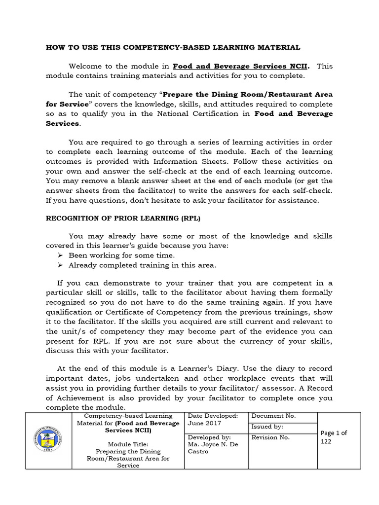 CBLM - Module 1 | PDF