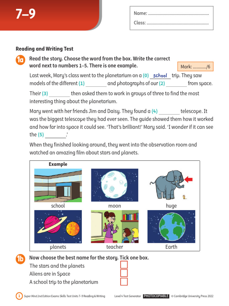 SM2 L4 ExamSkills U789 Reading&Writing AnswerKeys | PDF | Language Arts & Discipline