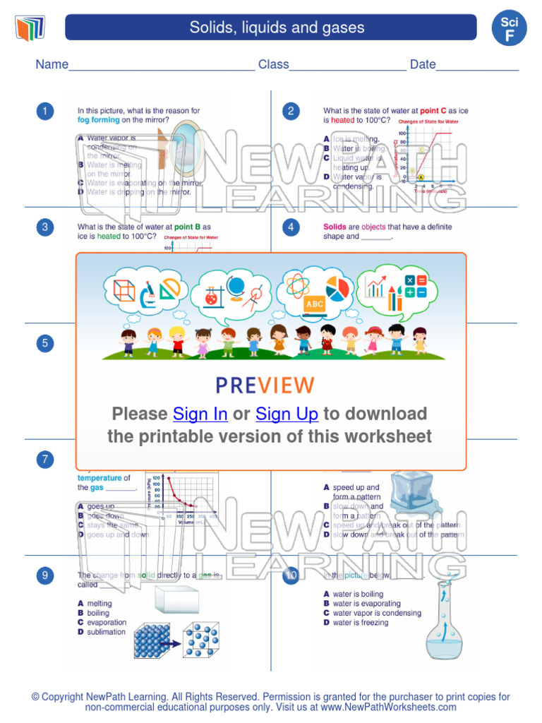 Worksheet Science Grade 6 Solids Liquids and Gases 2 0 | PDF | All ...