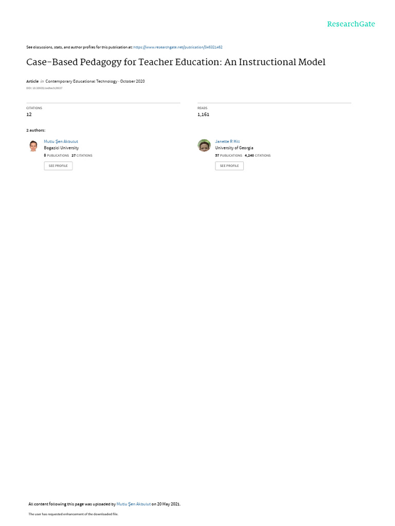 Case-Based Pedagogy For Teacher Education An Instr | PDF ...