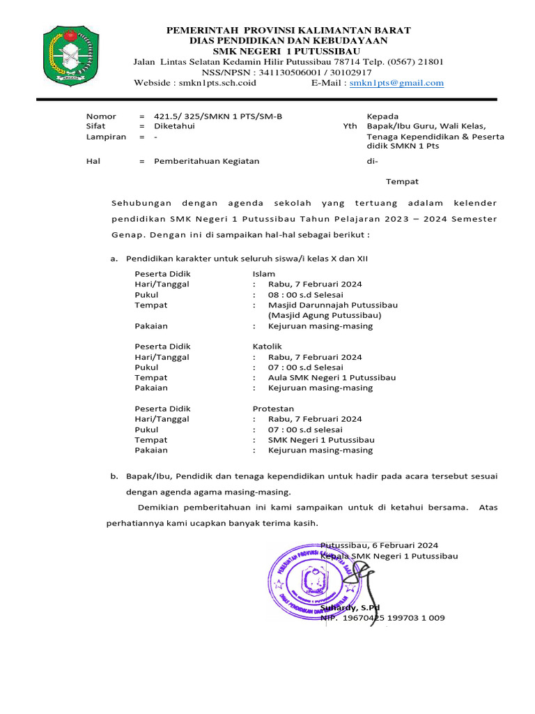 Pemberitahuan Kegiatan Keagamaan-1 | PDF