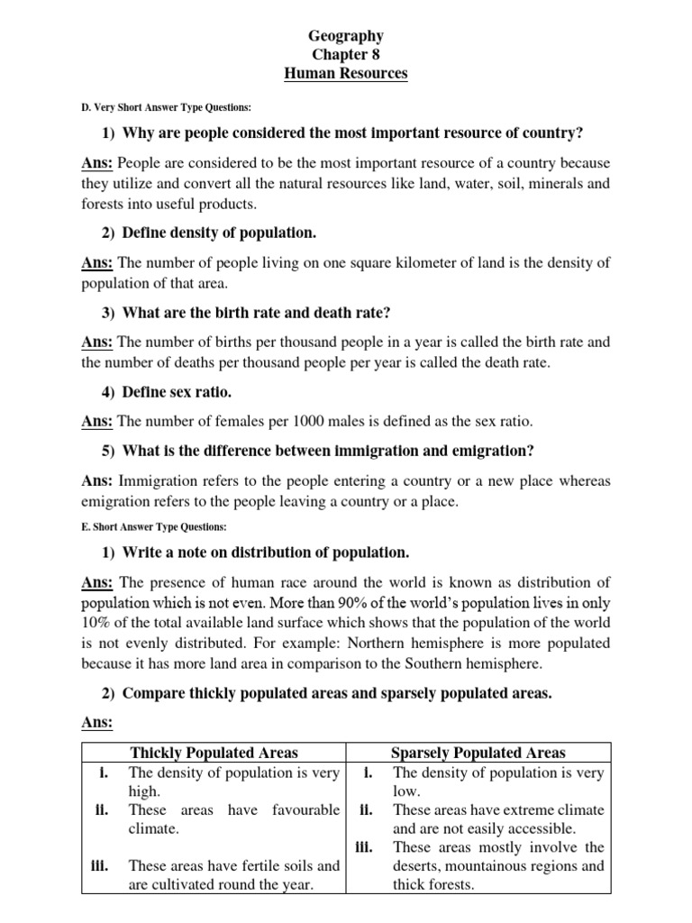 Chapter 8 Human Resources | PDF | Human Migration | Birth Rate