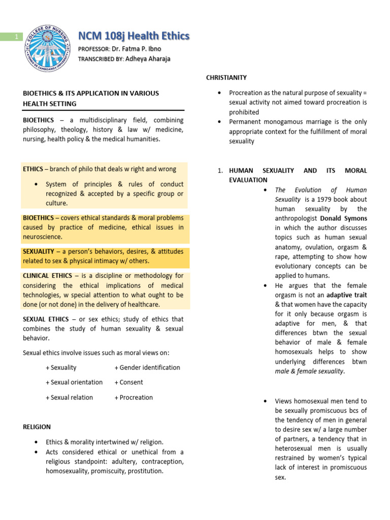 Bioethics Nursing 2nd-Sem | PDF