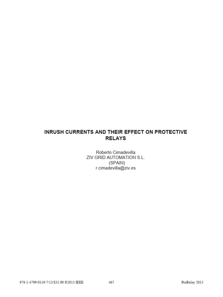 Inrush Currents and Their Effect On Protective Relays | PDF ...