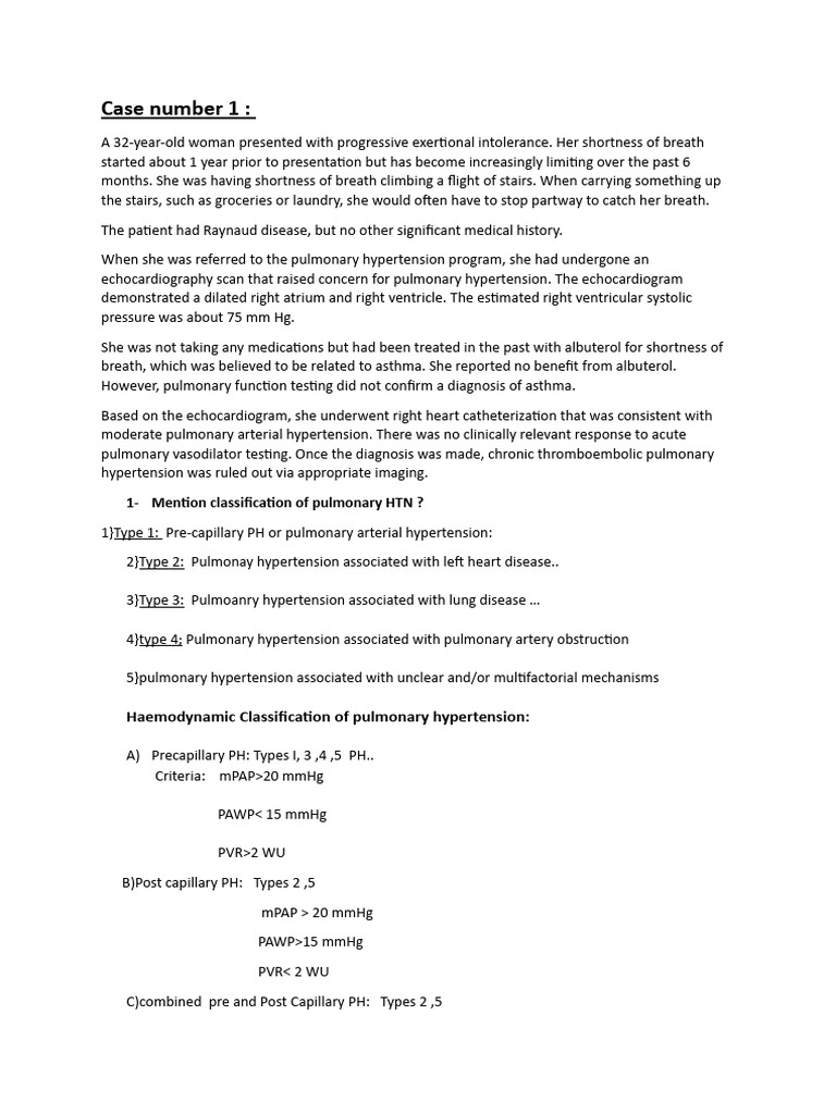 Case Senario Pul HTN | PDF | Hypertension | Internal Medicine