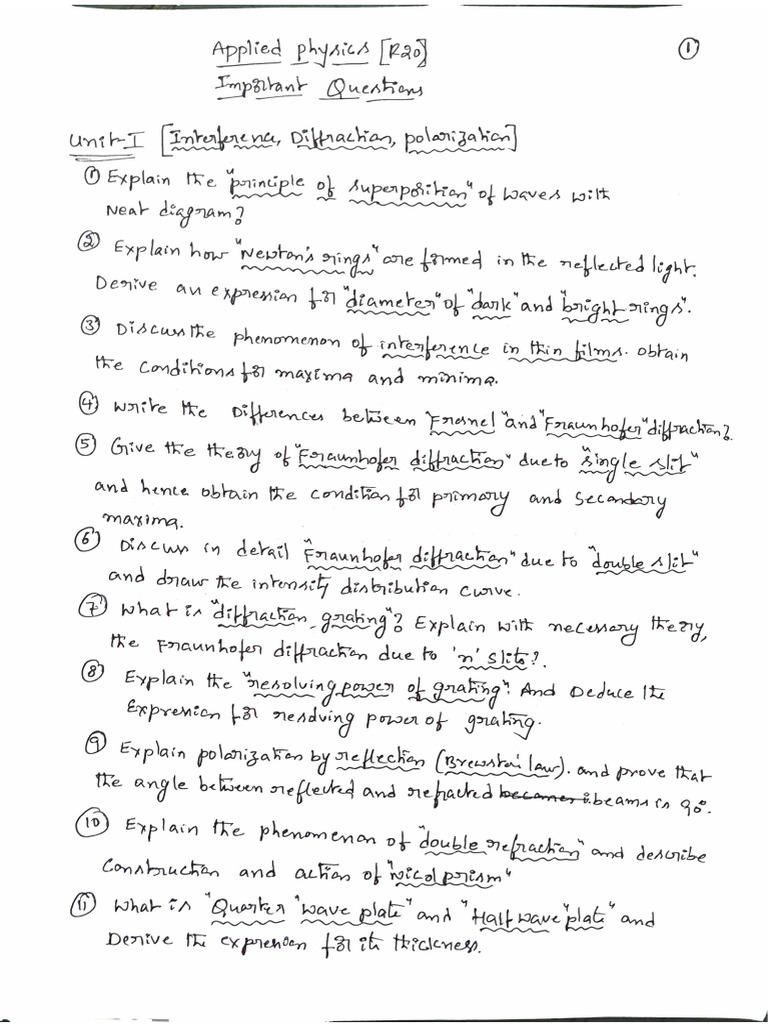A.physics Imp Questions | PDF