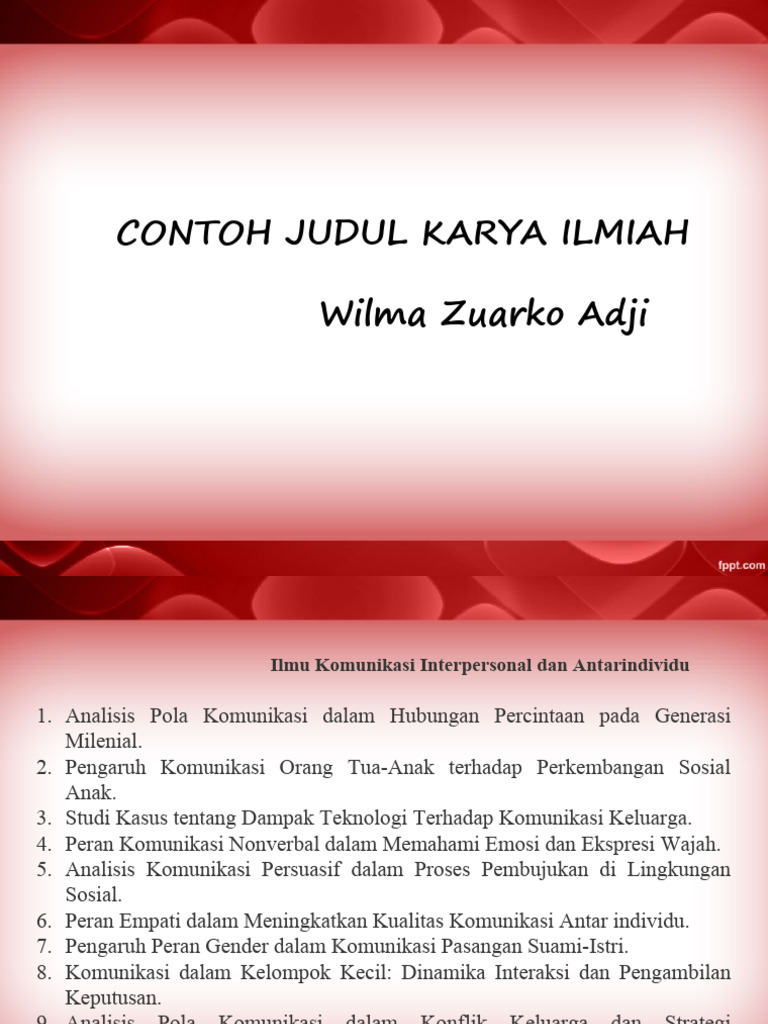 Contoh Judul Karya Ilmiah Ilmu Komunikasi | PDF