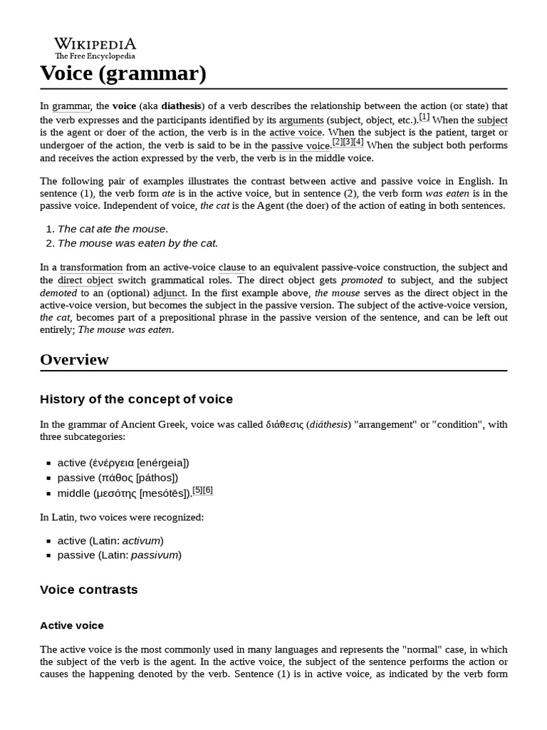 Voice (Grammar) | PDF | Verb | Subject (Grammar)