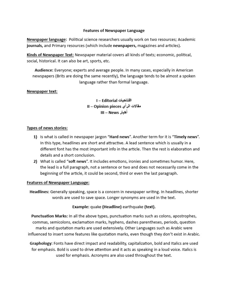 Newspaper Language | Download Free PDF | Punctuation | Quotation Mark