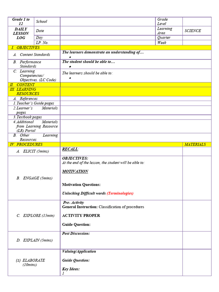 Lesson Plan - Format | PDF | Learning | Lesson Plan