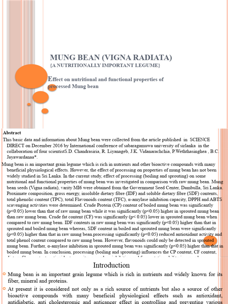 Moong Bean | PDF | Bean | Dietary Fiber