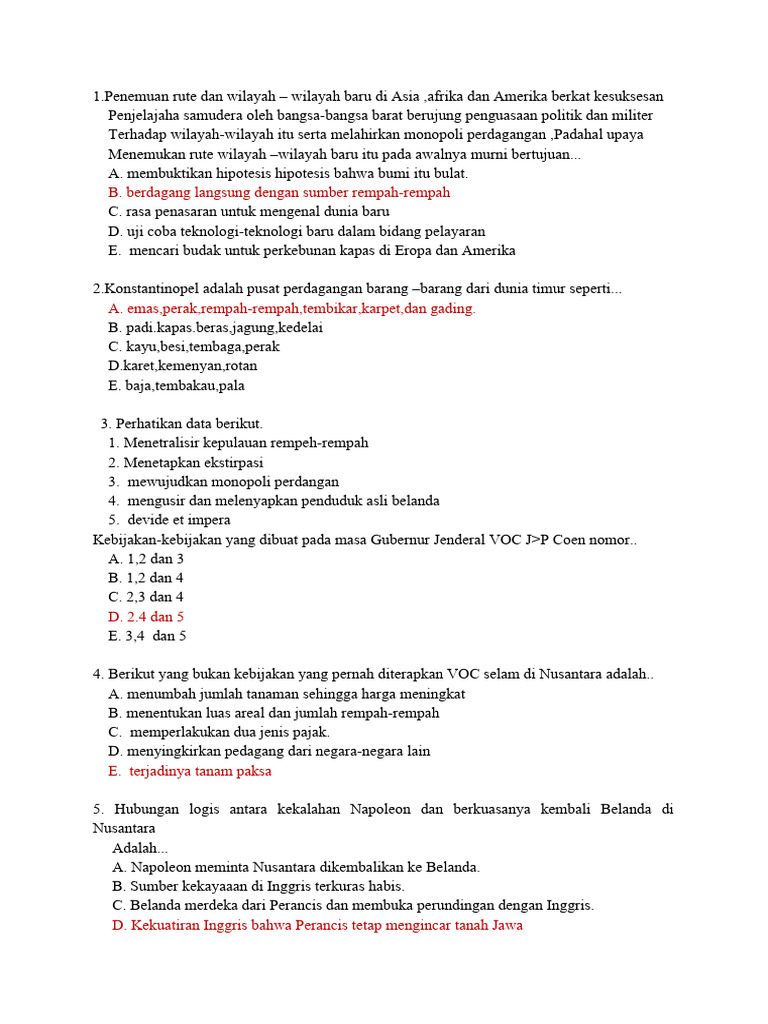 Latihan Soal Sejarah + Jawaban (11B) | PDF | Sejarah