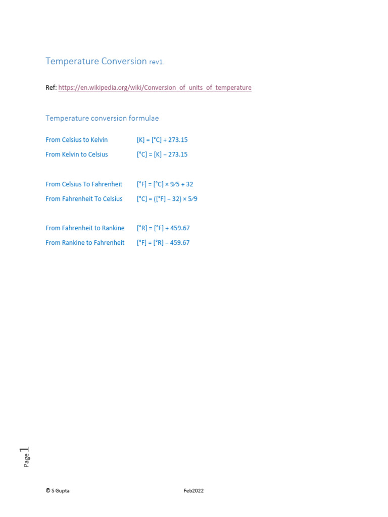 Temperature Conversion Formulas & Examples | PDF | Fahrenheit | Applied ...