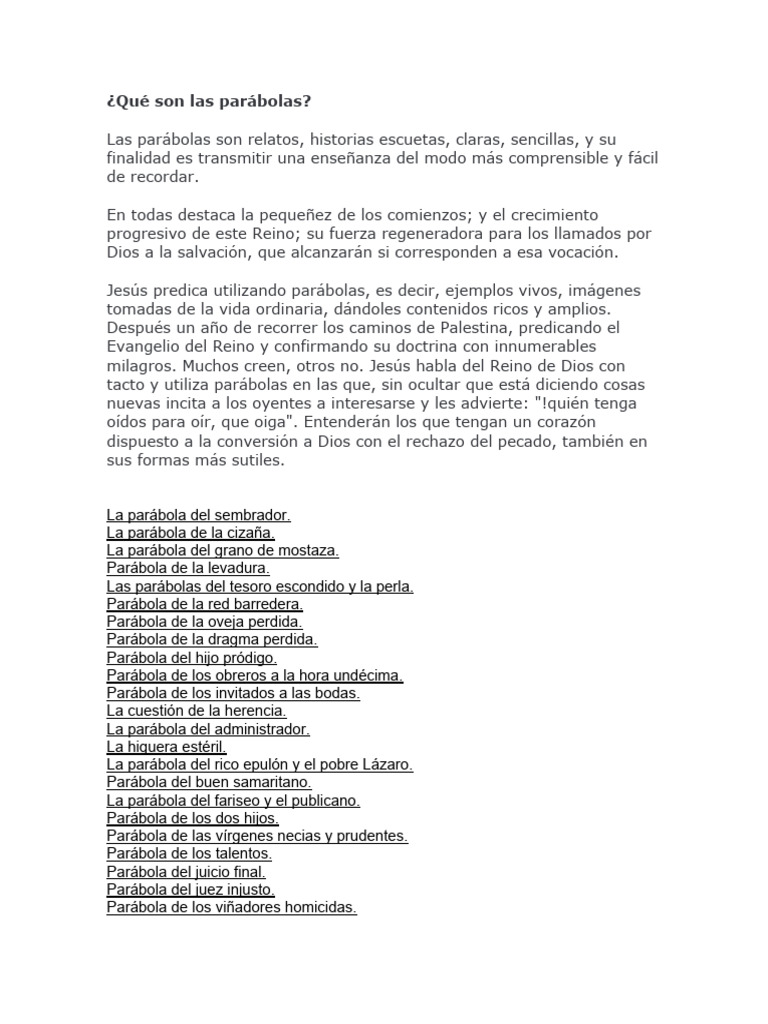 Introducción a las Parábolas | PDF | Estudios de idiomas extranjeros
