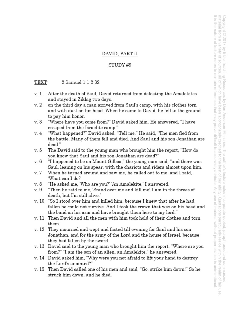 David Study 9 Study Notes C 1 | PDF | Saul | David