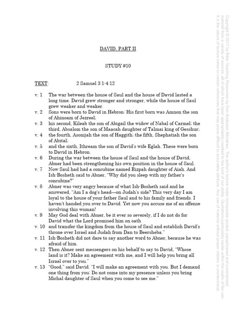 David Study 10 Study Notes C 1 | PDF | David | Saul