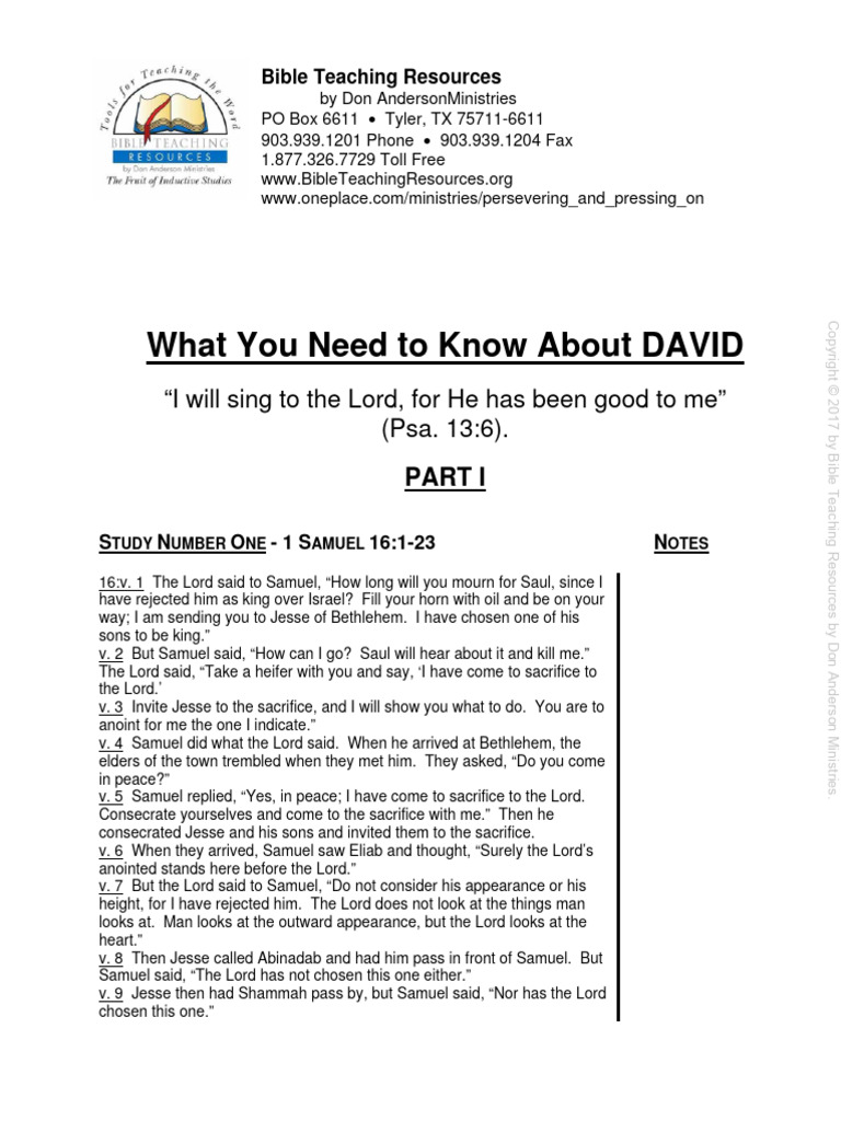 209.david Study Guide C | PDF | Saul | David