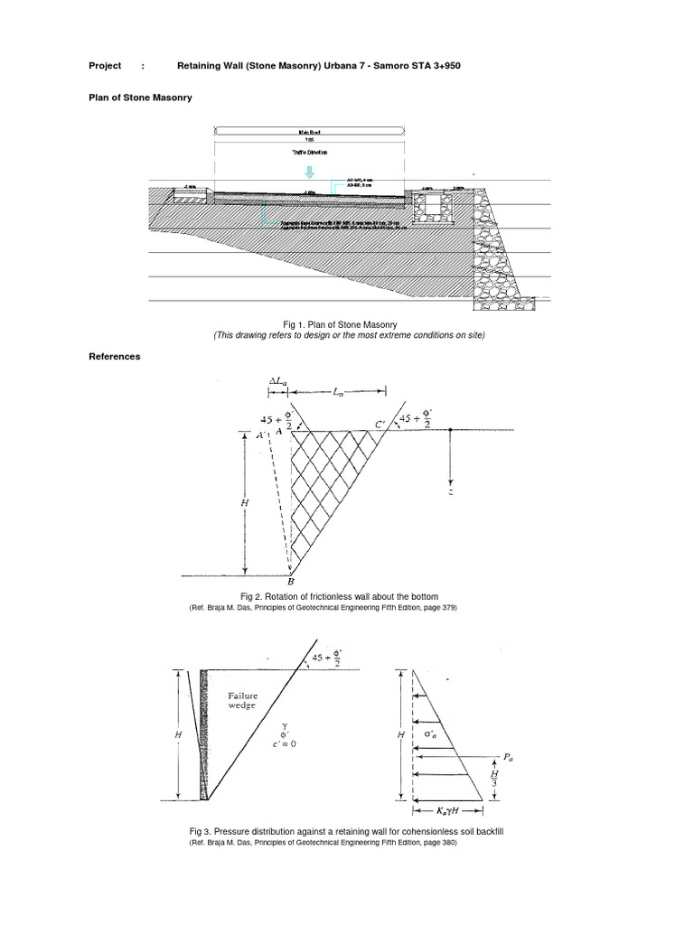 Calculation Masonry Retaining Wall at U7 - SAMORO STA 3+950 | PDF ...