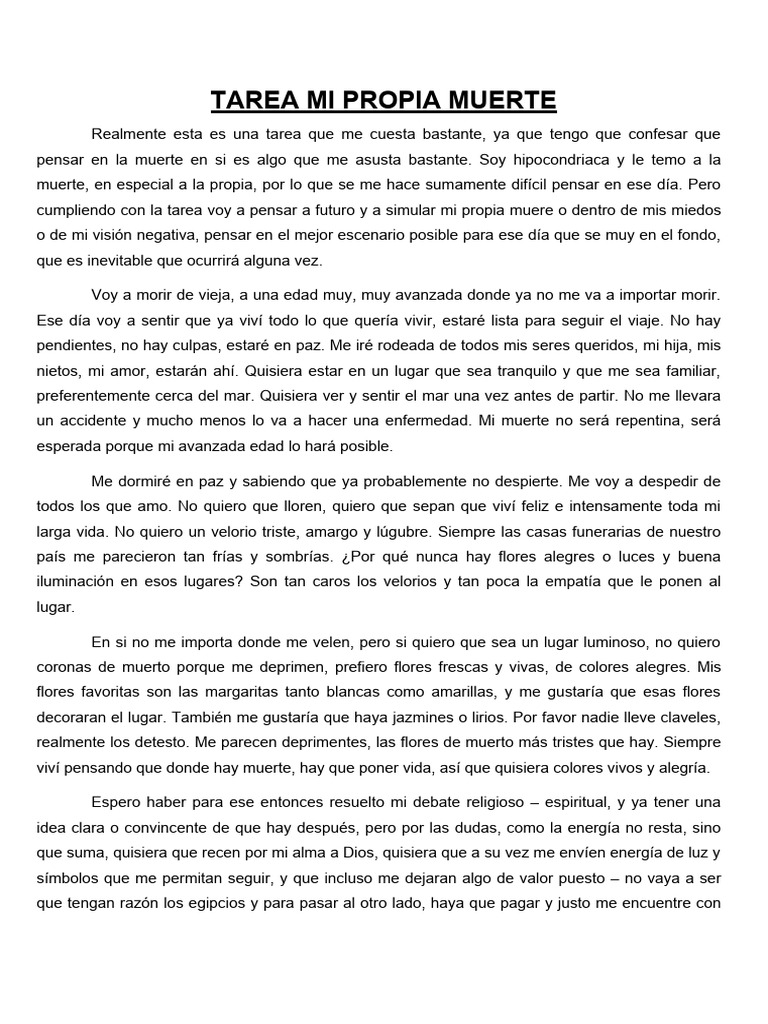 Tarea Mi Propia Muerte | PDF | Muerte