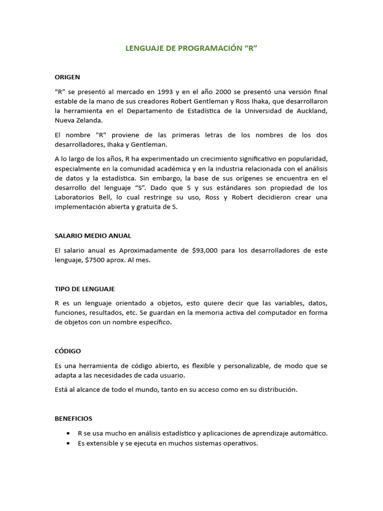 Lenguaje R.. | PDF