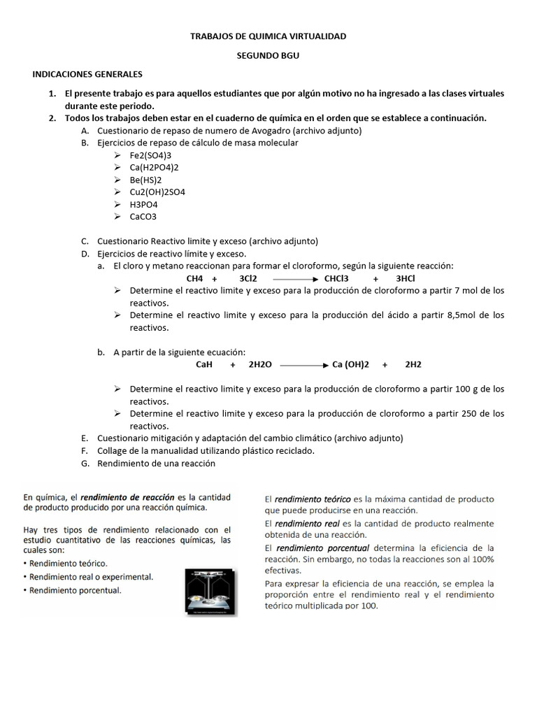 Actividades de Quimica Sin Conec. | Descargar gratis PDF | Reacciones ...