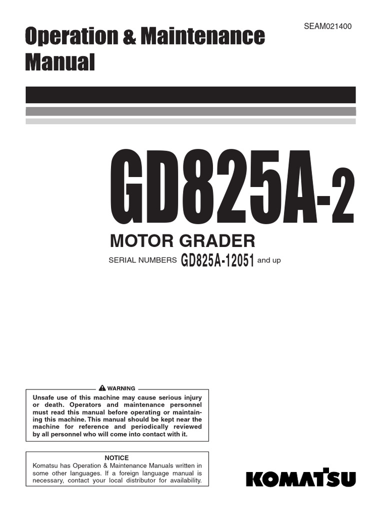 Operation & Maintenance GD825A-2 | PDF | Safety | Asbestos
