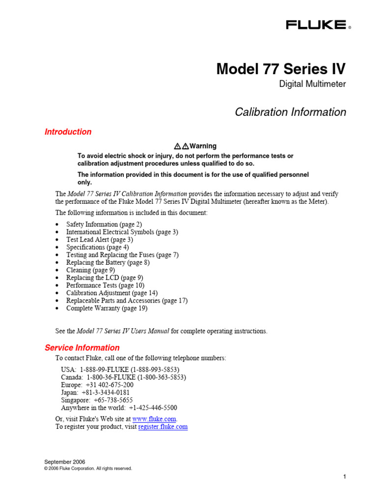 Fluke 77 Manual | PDF | Capacitor | Direct Current