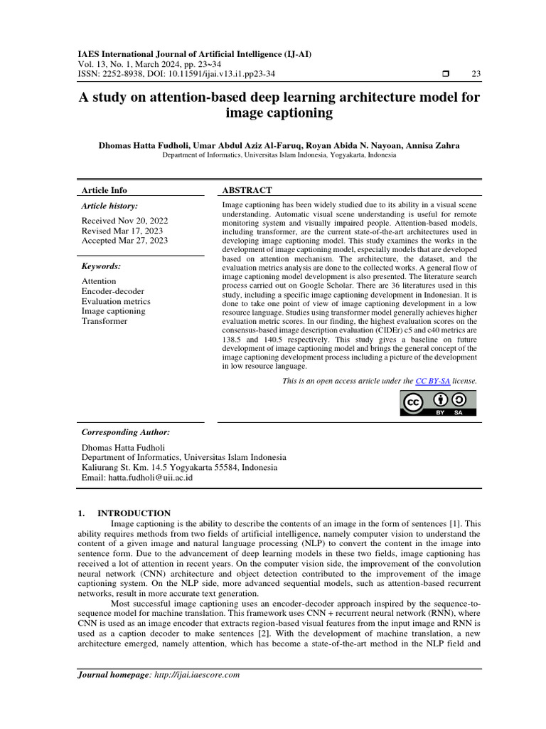 A Study On Attention-Based Deep Learning Architecture Model For Image Captioning | PDF | Applied ...