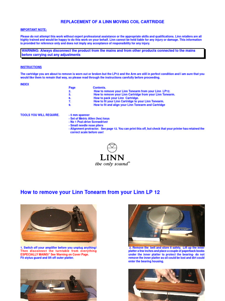 Linn Cartridge Replacement Guide | PDF | Phonograph | Equipment