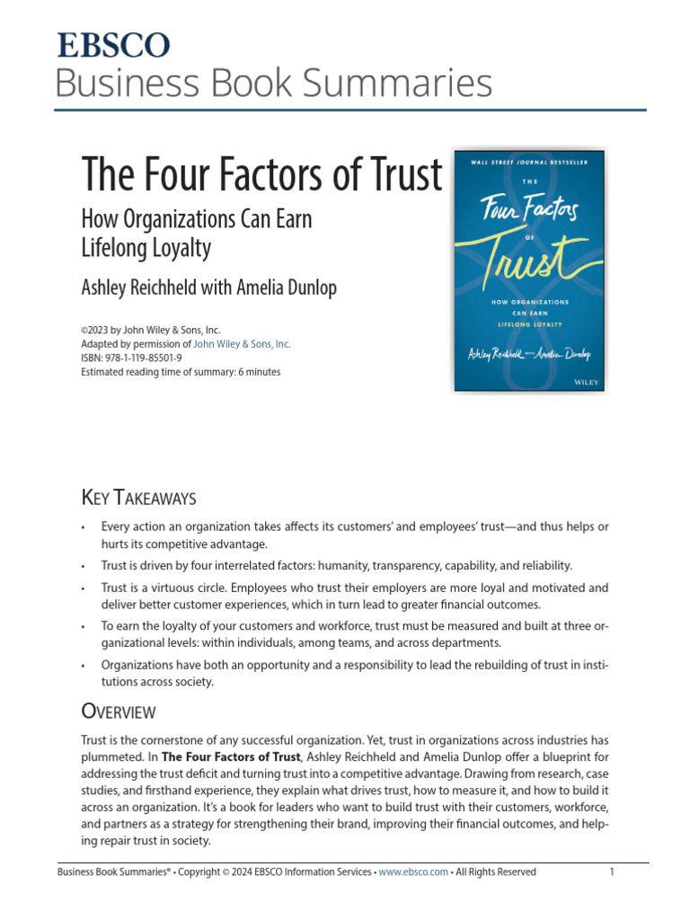 Four Factors of Trust | PDF | Brand | Employment
