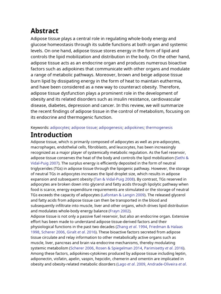 Adipose Tissue | PDF | Adipose Tissue | Leptin Adipose Tissue | PDF | Adipose Tissue | Leptin