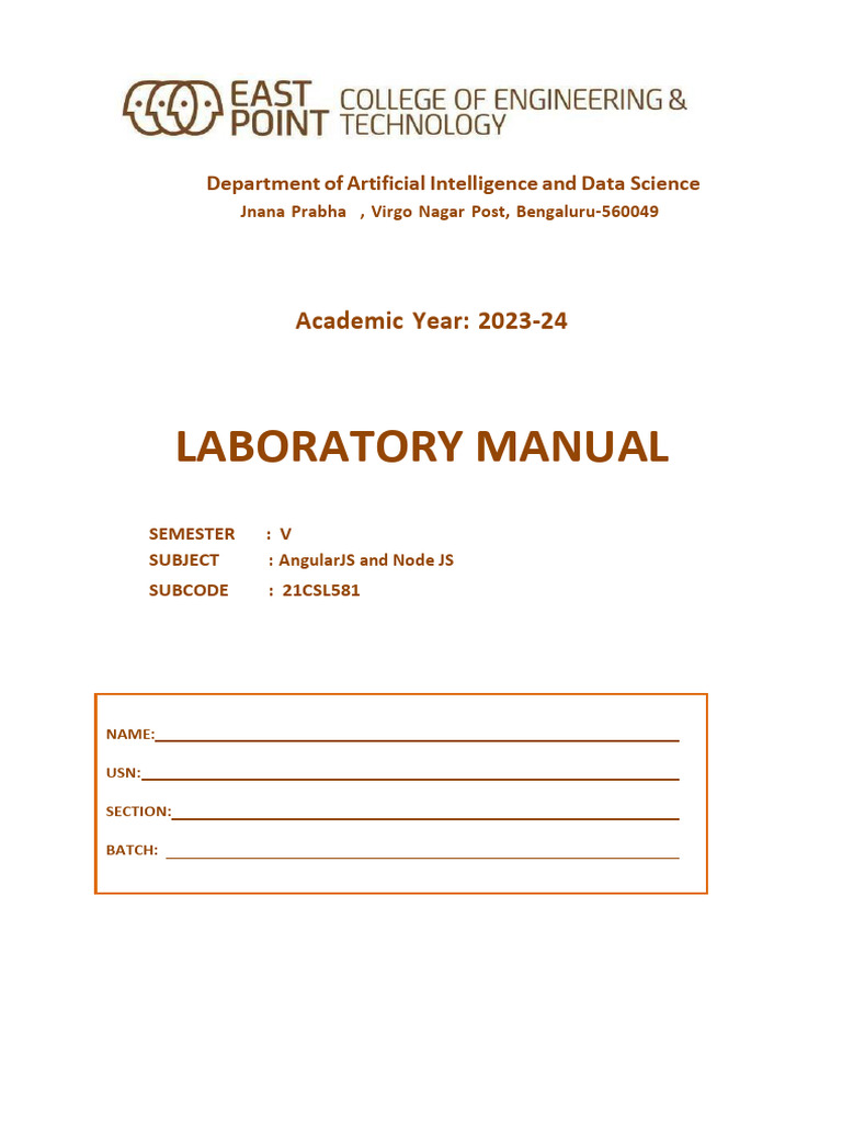 Angular JS Lab Manual-1 | PDF | Engineering | Angular Js