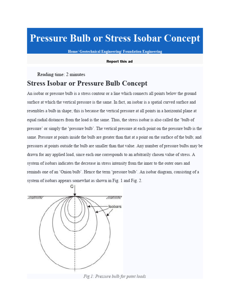 Pressure Bulb or Stress Isobar Concept | PDF | Contour Line | Stress ...