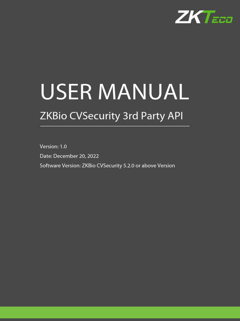 ZKBio CVSecurity - 3rd Party API User Manual - 20221226 - v1.0 | PDF ... ZKBio CVSecurity - 3rd Party API User Manual - 20221226 - v1.0 | PDF ...